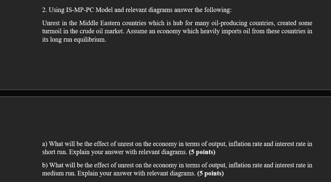 Solved 2. Using IS-MP-PC Model and relevant diagrams answer | Chegg.com