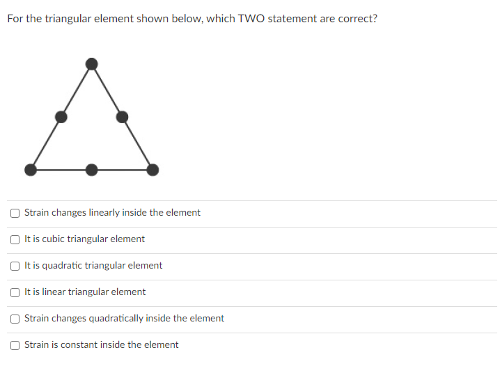 Solved For the triangular element shown below, which TWO | Chegg.com