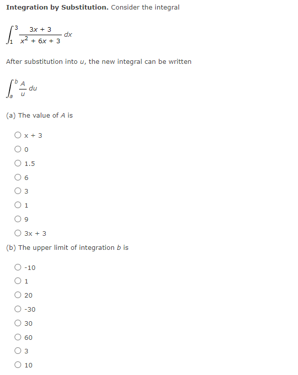Solved Integration by Substitution. Consider the integral 3 | Chegg.com