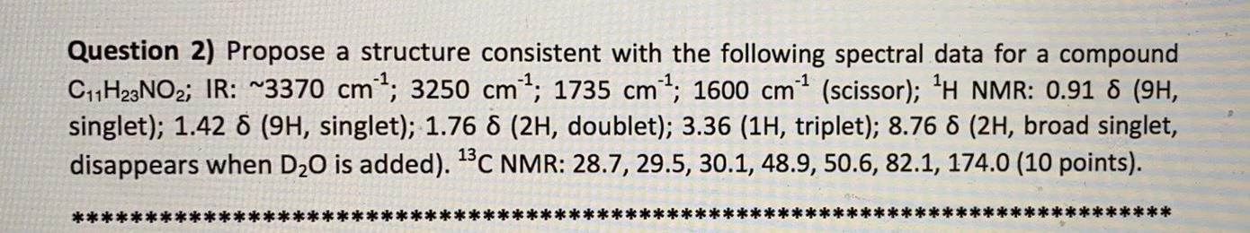 Solved Question 2) Propose a structure consistent with the | Chegg.com