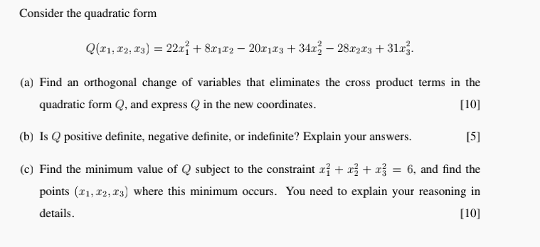Consider the quadratic form | Chegg.com