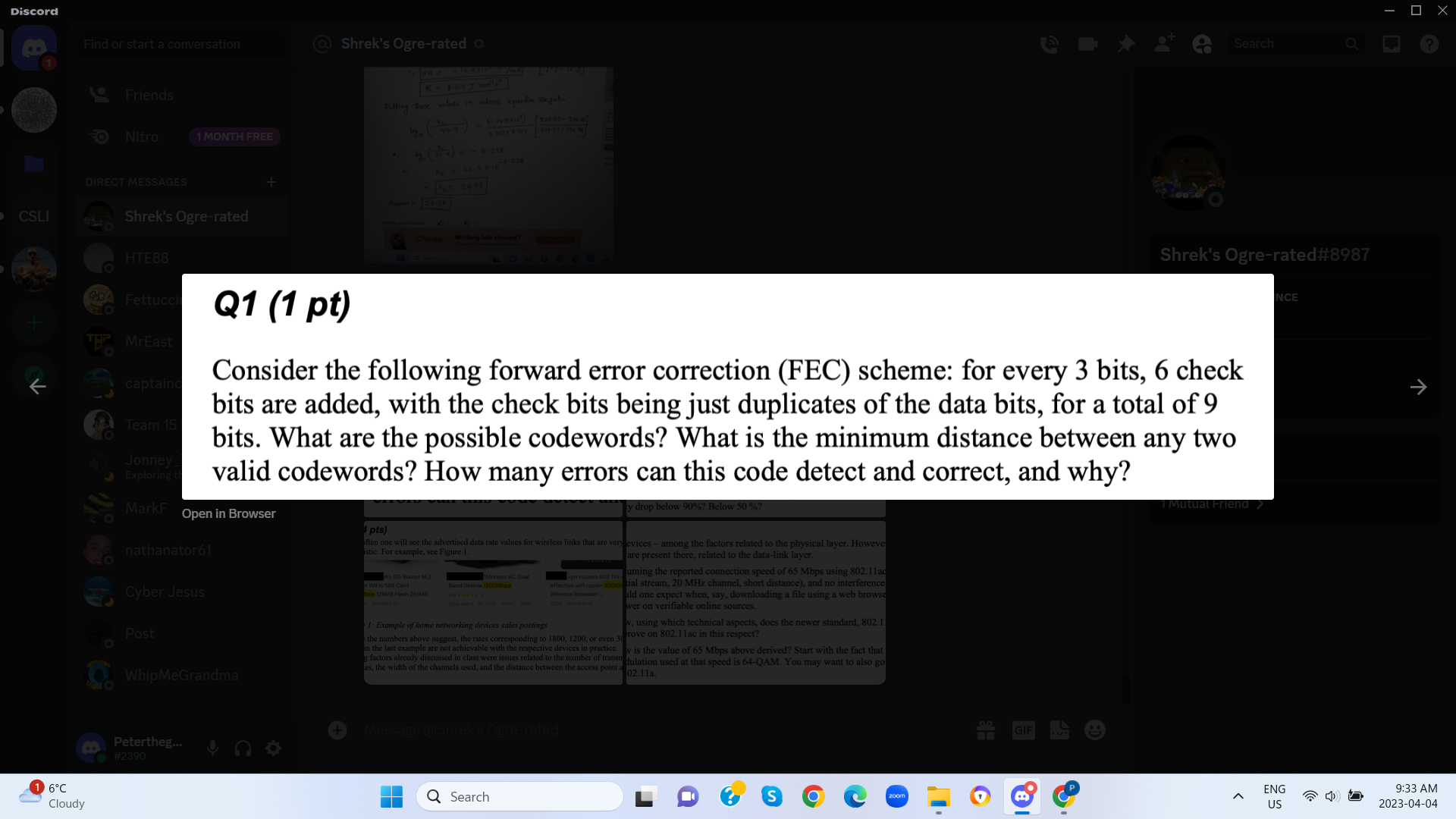 Solved Consider The Following Forward Error Correction Fec