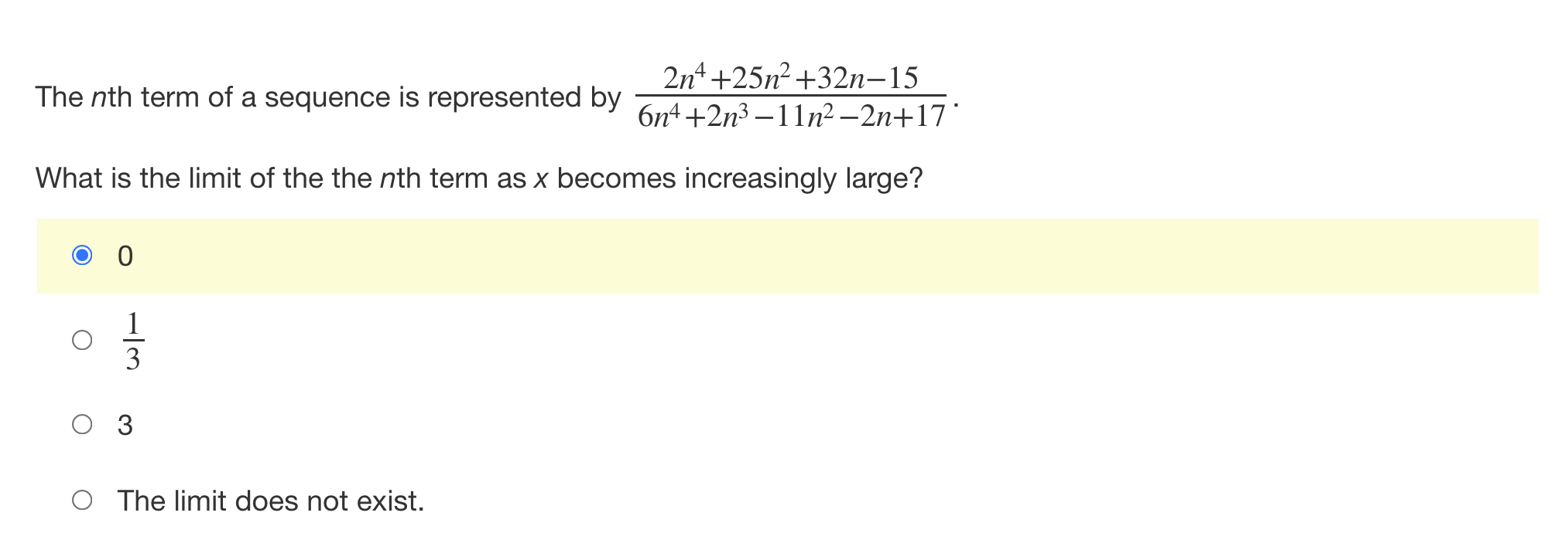 Solved 2n4 +25n2 +32n-15 The nth term of a sequence is | Chegg.com