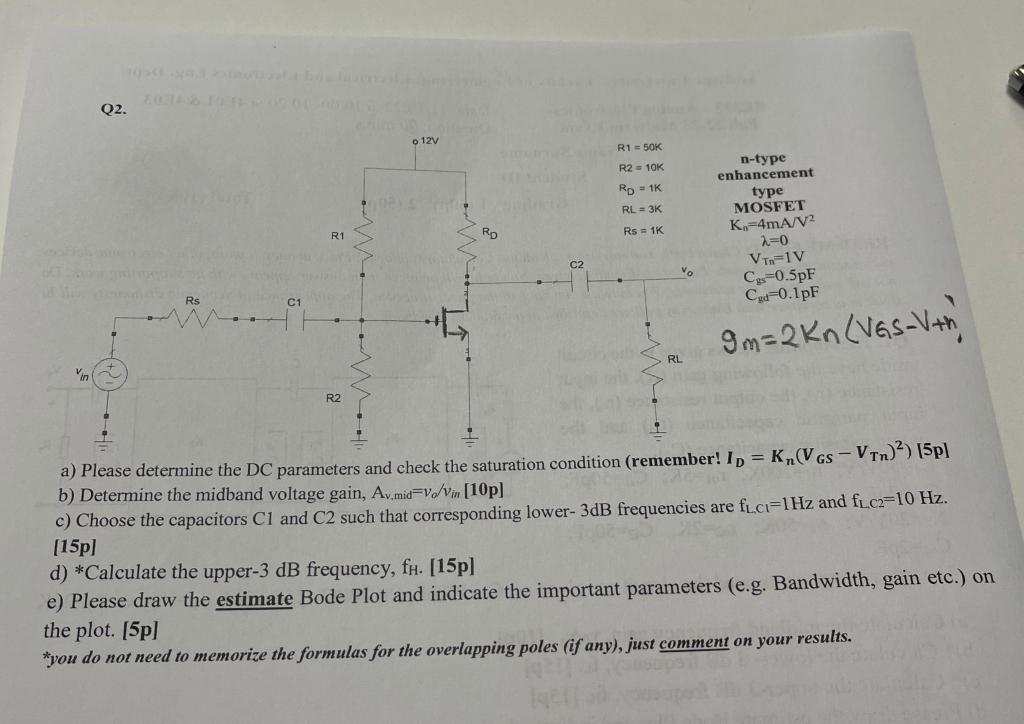 Solved a) Please determine the DC parameters and check the | Chegg.com
