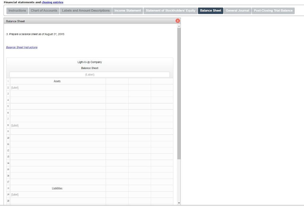 Solved Financial statements and closing entries instructions | Chegg.com