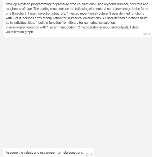 Solved helpdevelop a python programming for pressure drop | Chegg.com