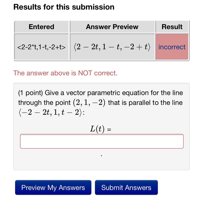 Solved Give a vector parametric equation for the line | Chegg.com