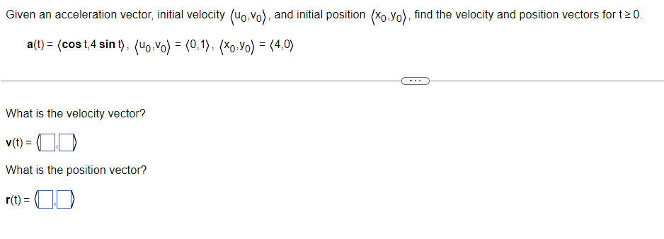 Solved Given an acceleration vector, initial velocity | Chegg.com