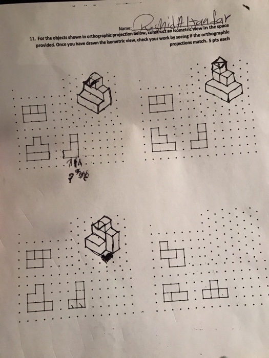 Solved Name: 11. For the objects shown in orthographic | Chegg.com