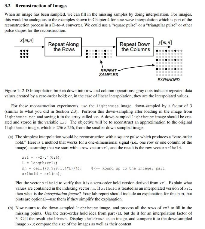 Solved 3.2 Reconstruction of Images When an image has been | Chegg.com