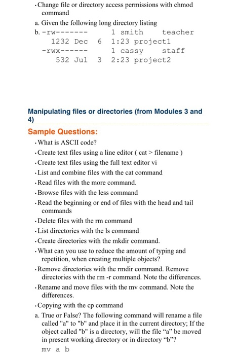 Solved .Change file or directory access permissions with | Chegg.com