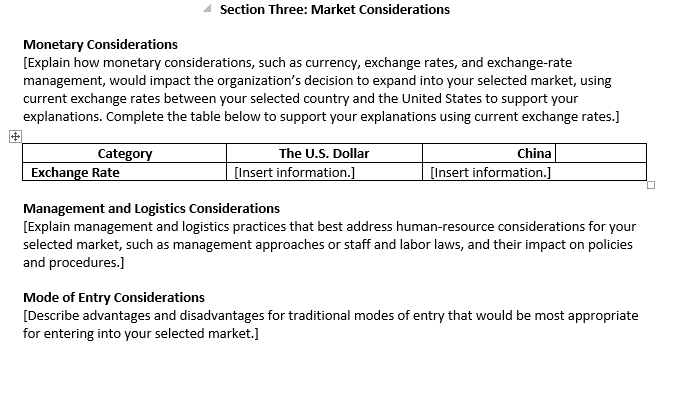 Solved Section Three: Market Considerations Monetary | Chegg.com Solved Section Three: Market Considerations Monetary | Chegg.com