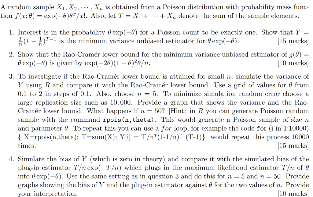 A random sample X1,X2,⋯,Xn is obtained from a Poisson | Chegg.com