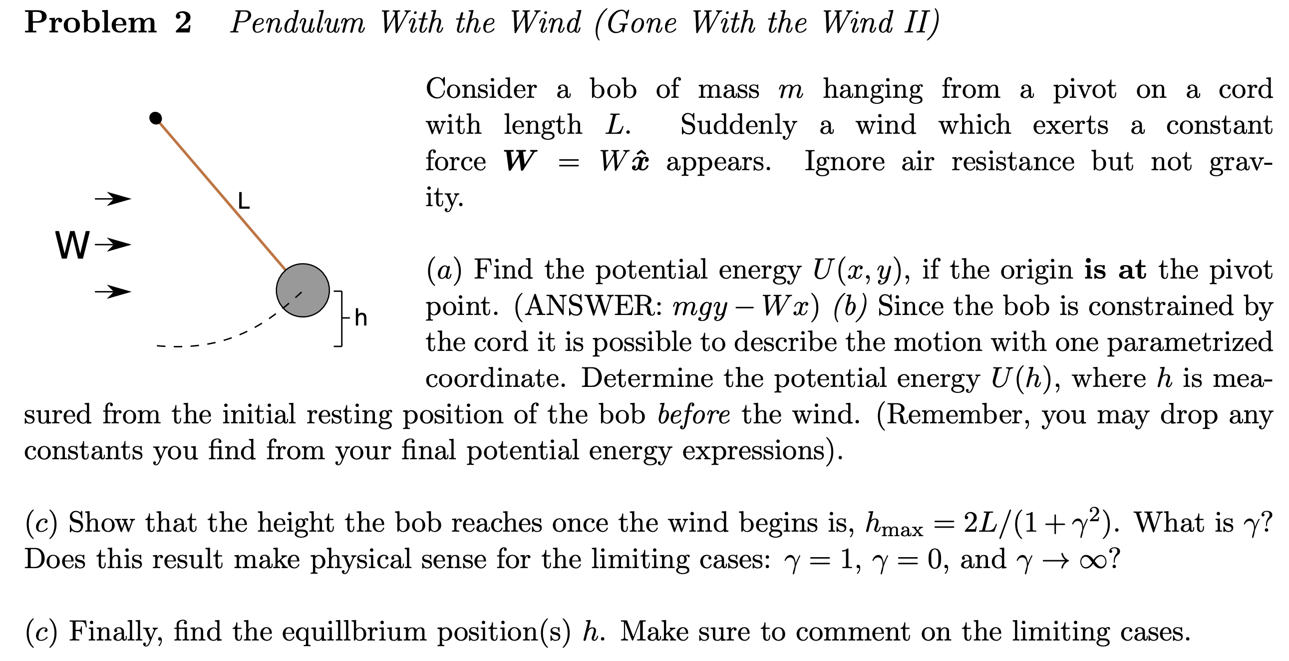 Solved Consider a bob of ﻿mass m ﻿hanging from a pivot on ﻿a | Chegg.com