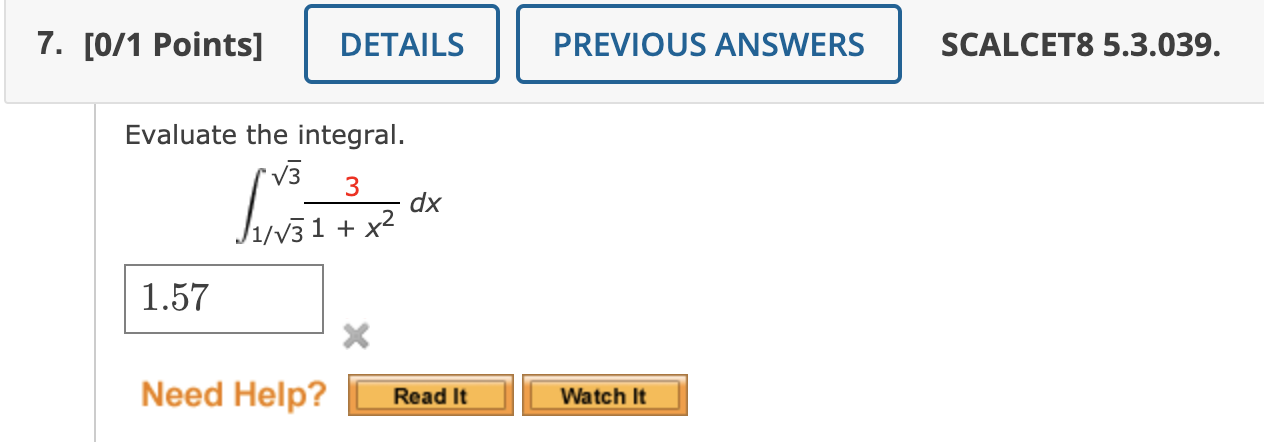 Solved 7. [0/1 Points] DETAILS PREVIOUS ANSWERS SCALCET8 | Chegg.com