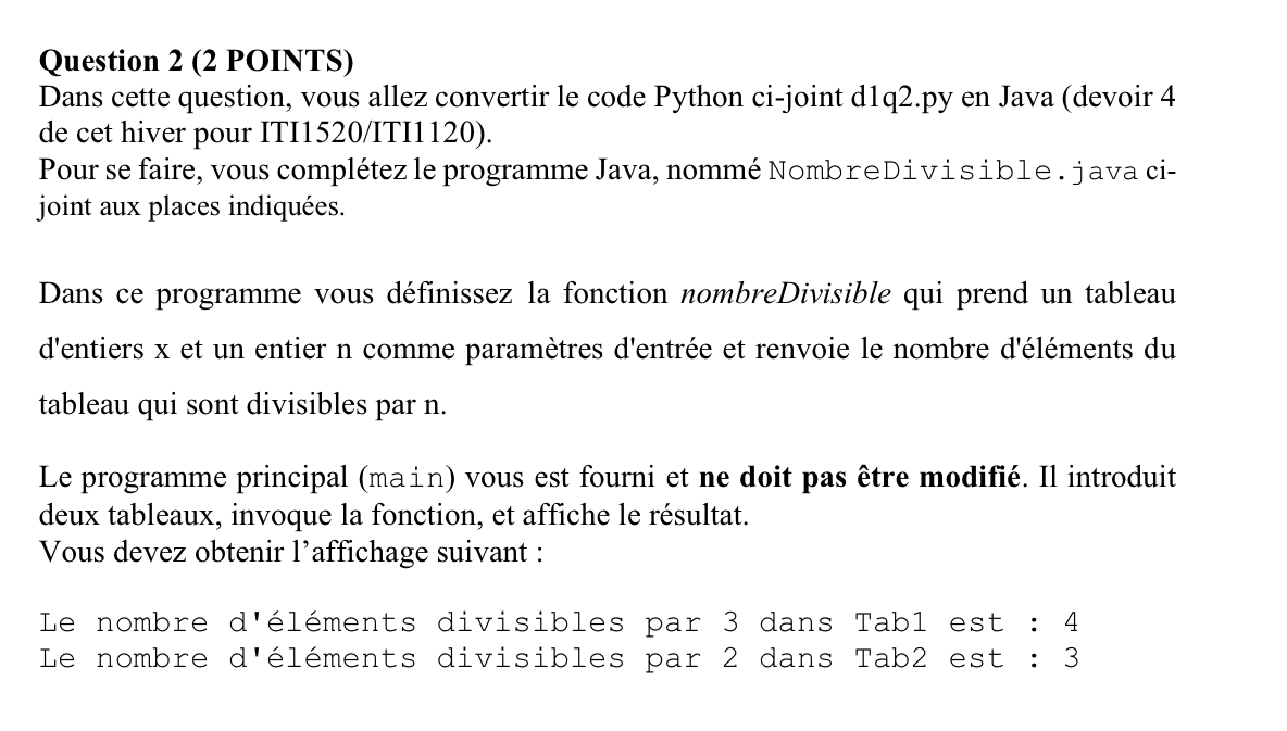 Question 2 (2 ﻿POINTS)Dans cette question, vous allez | Chegg.com