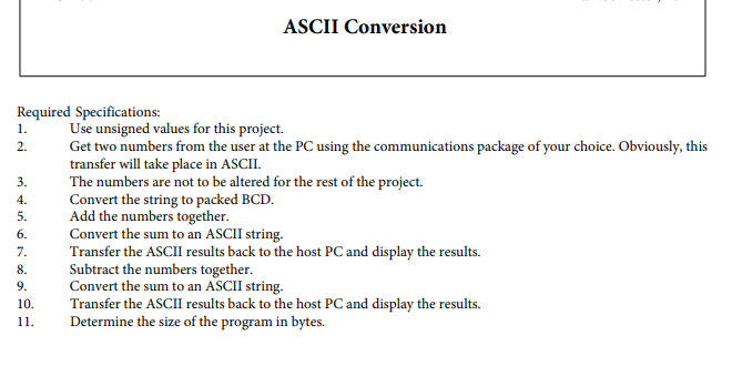 ASCII Conversion 1. 2. 3. 4. 5. 6. 7. 8. 9. Required | Chegg.com