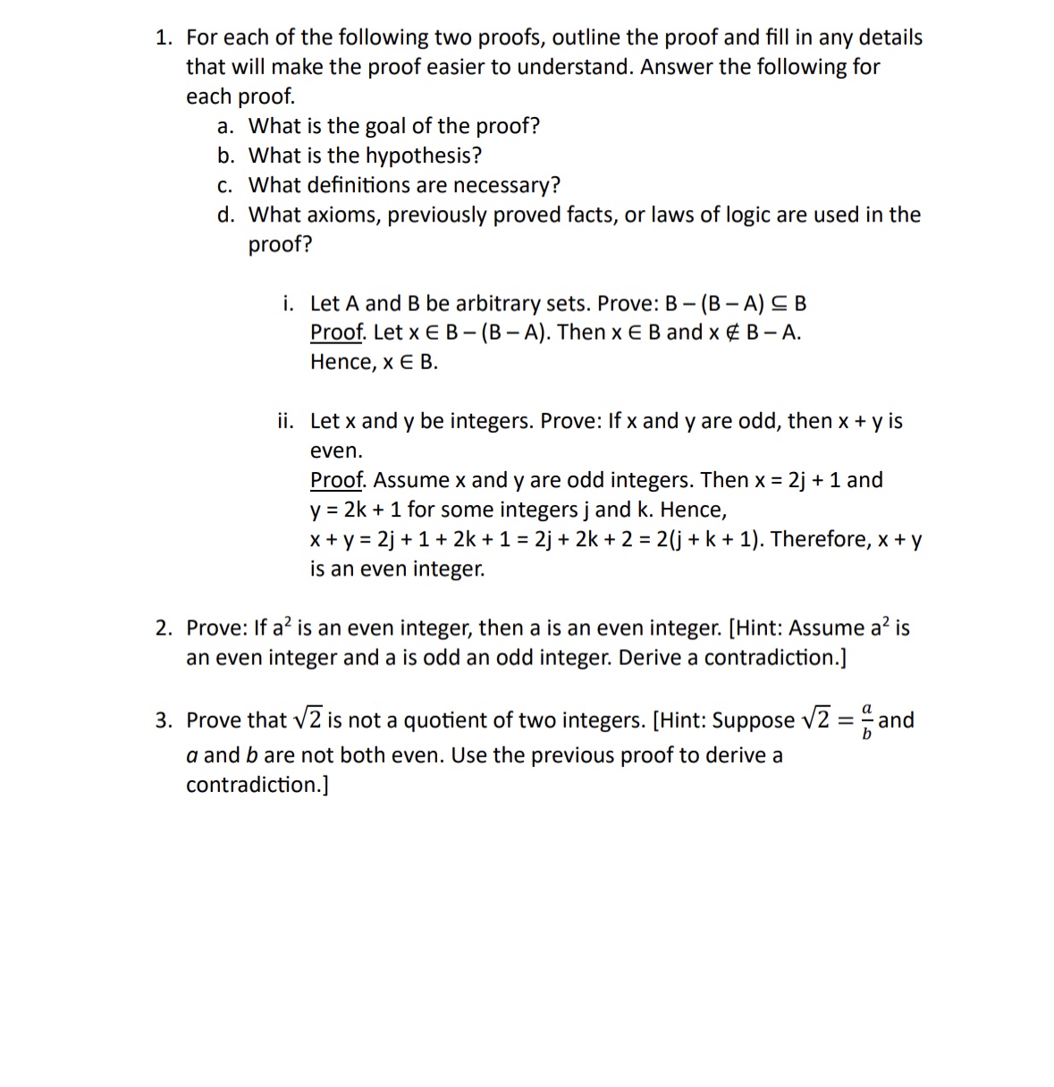 Solved please help with these proofs for advanced mathFor | Chegg.com