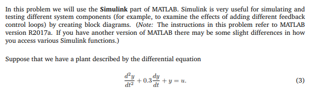 Solved In this problem we will use the Simulink part of | Chegg.com