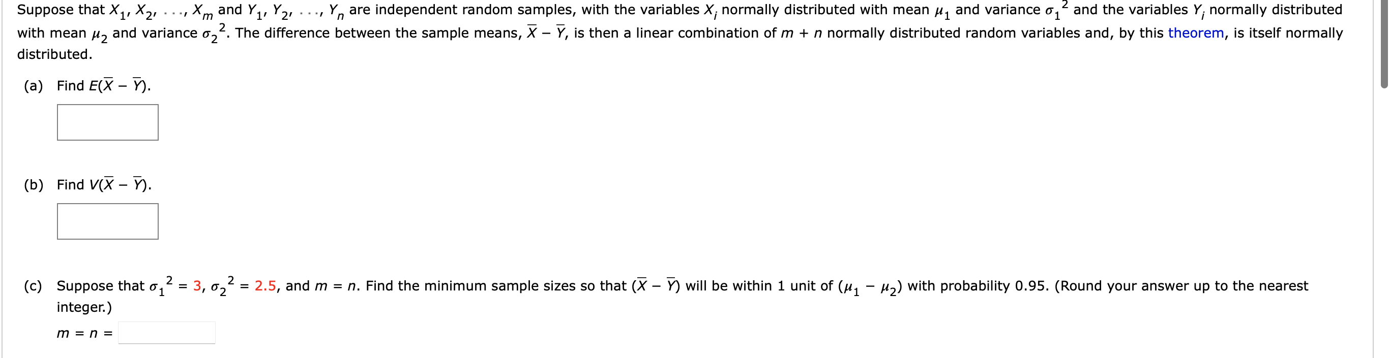 Solved Suppose that X1,X2,…,Xm and Y1,Y2,…,Yn are | Chegg.com