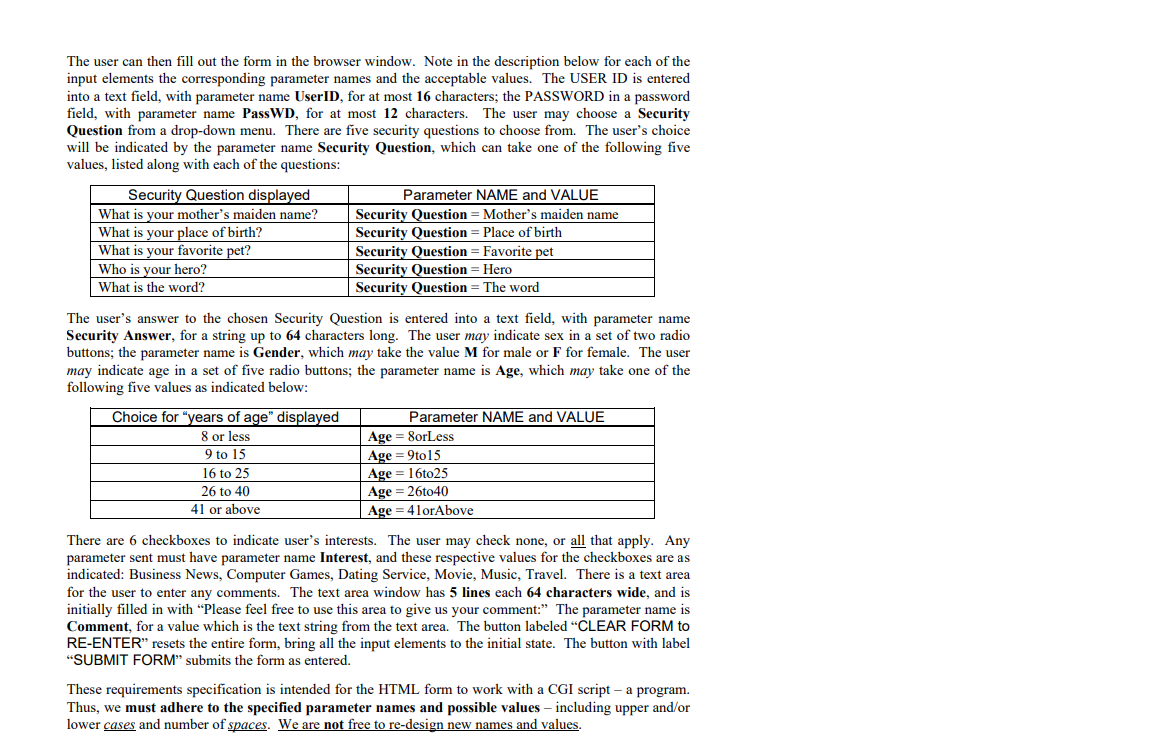 Solved Use HTML to build a form for “User Registration”. The | Chegg.com