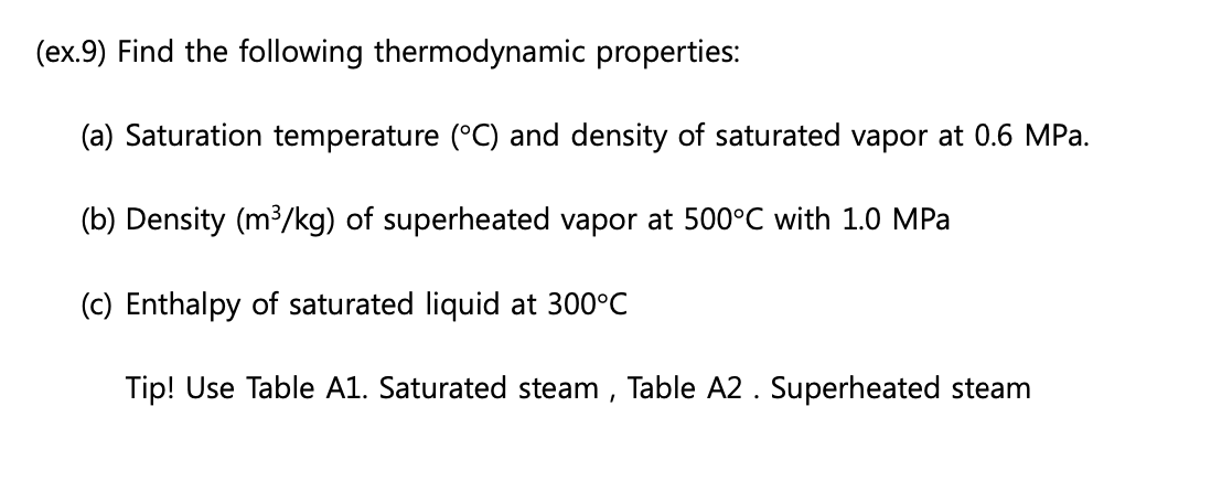 Solved (ex.9) ﻿Find the following thermodynamic | Chegg.com