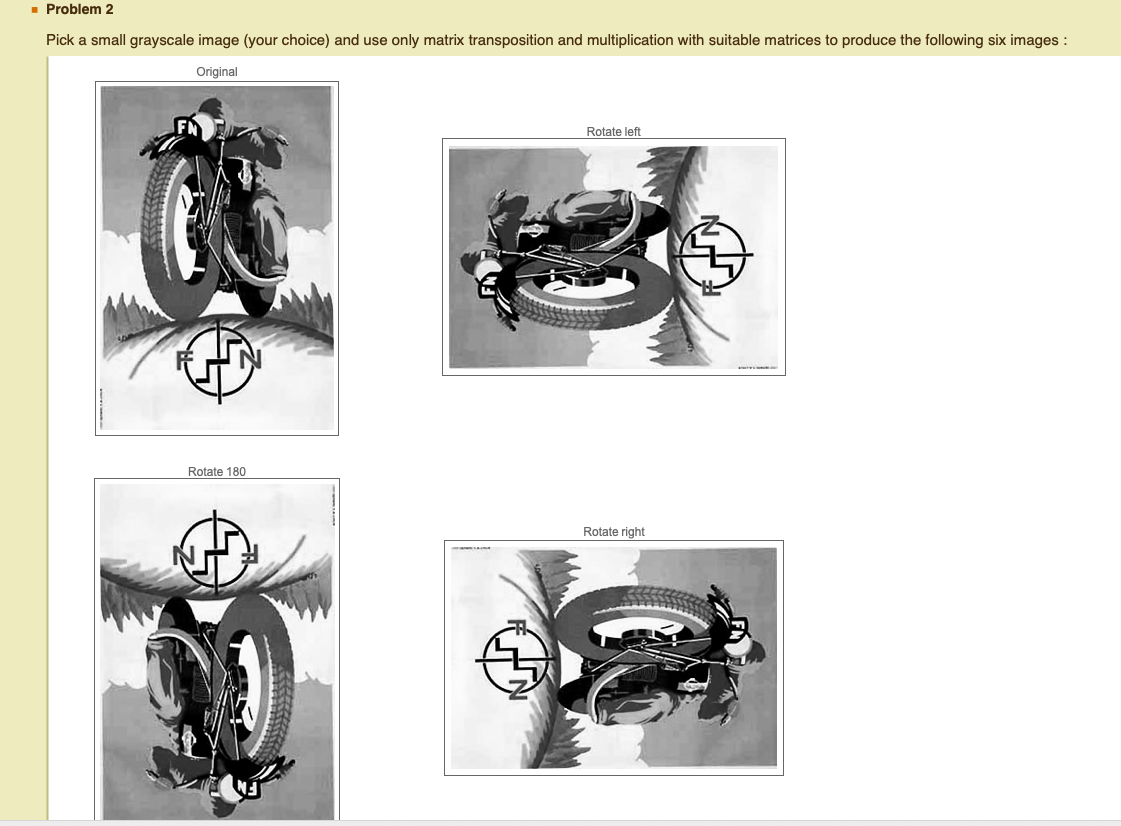 Solved Problem 2 Pick a small grayscale image (your choice) | Chegg.com