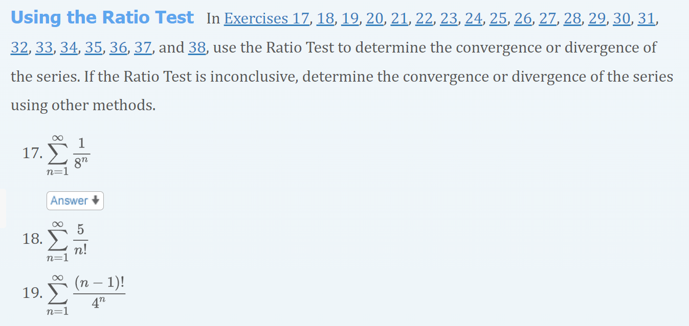Solved Using the Ratio Test In Exercises 17, | Chegg.com