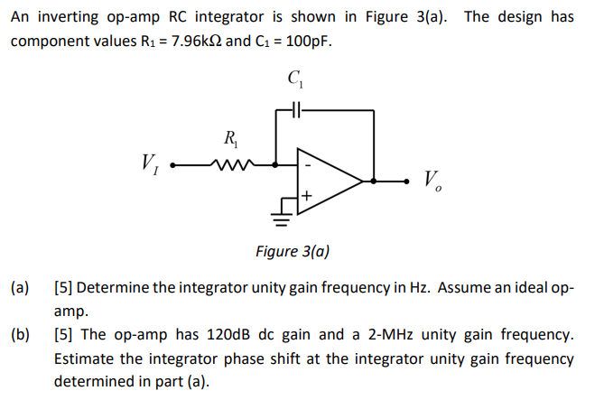 Solved An inverting op-amp RC integrator is shown in Figure | Chegg.com