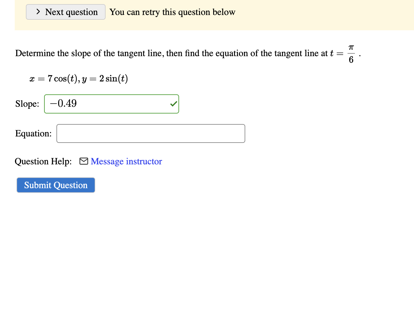 Solved You can retry this question below Determine the slope | Chegg.com