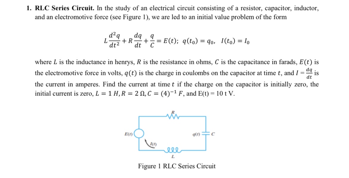 Solved RLC Series Circuit. In the study of an electrical | Chegg.com