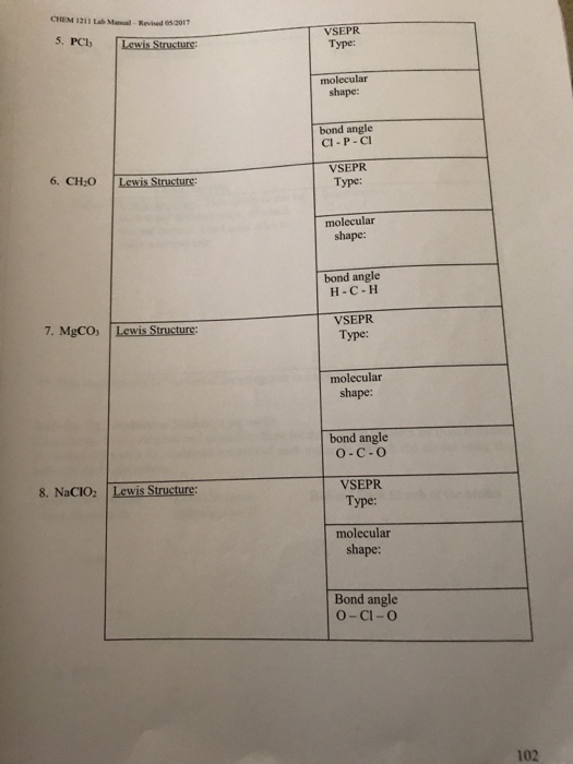 Solved CHEM 1211 Lab Maal Revised 5 2017 5. PC VSEPR Type: | Chegg.com