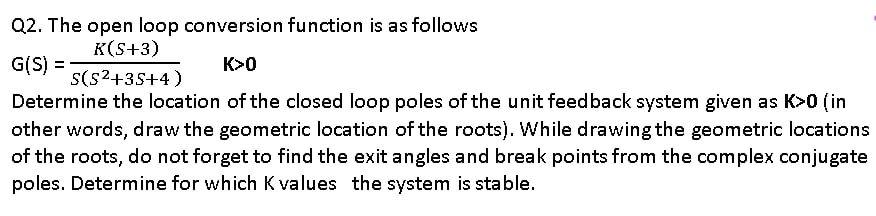 Solved Q2. The open loop conversion function is as follows | Chegg.com