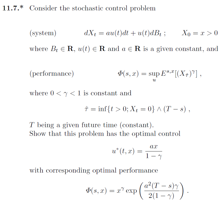 Solved 1 7 Consider The Stochastic Control Problem