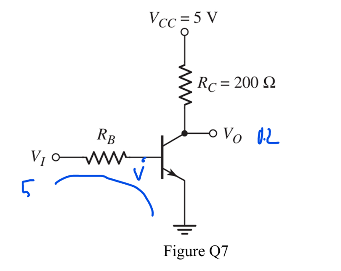 Solved 7. ﻿The transistor in the circuit shown in Figure Q7 | Chegg.com