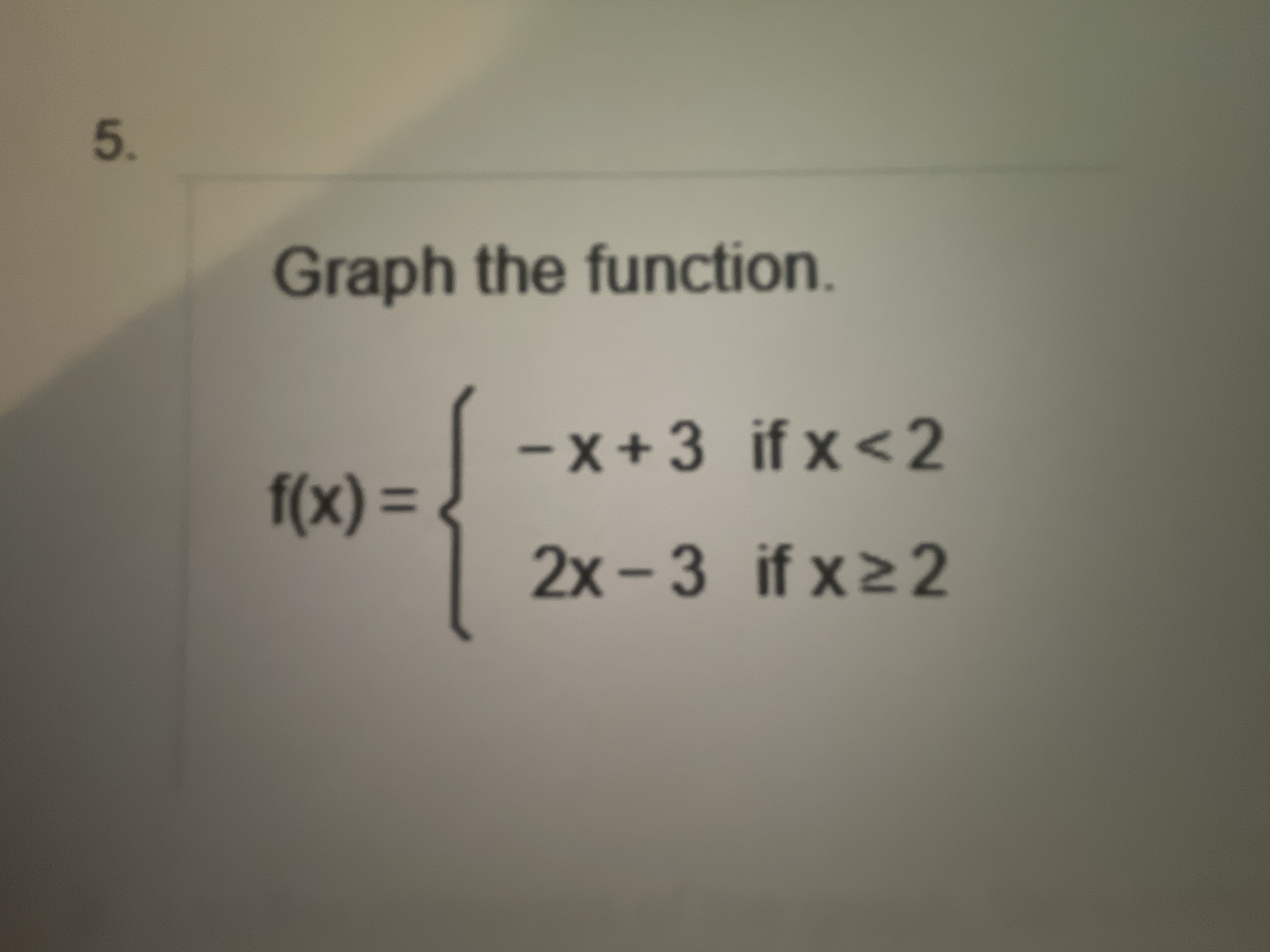 Solved Graph the function. f(x)={[-x+3" if "x