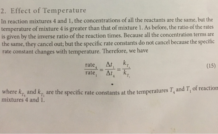 Solved 2 Effect Of Temperature Reaction Mixture Time S