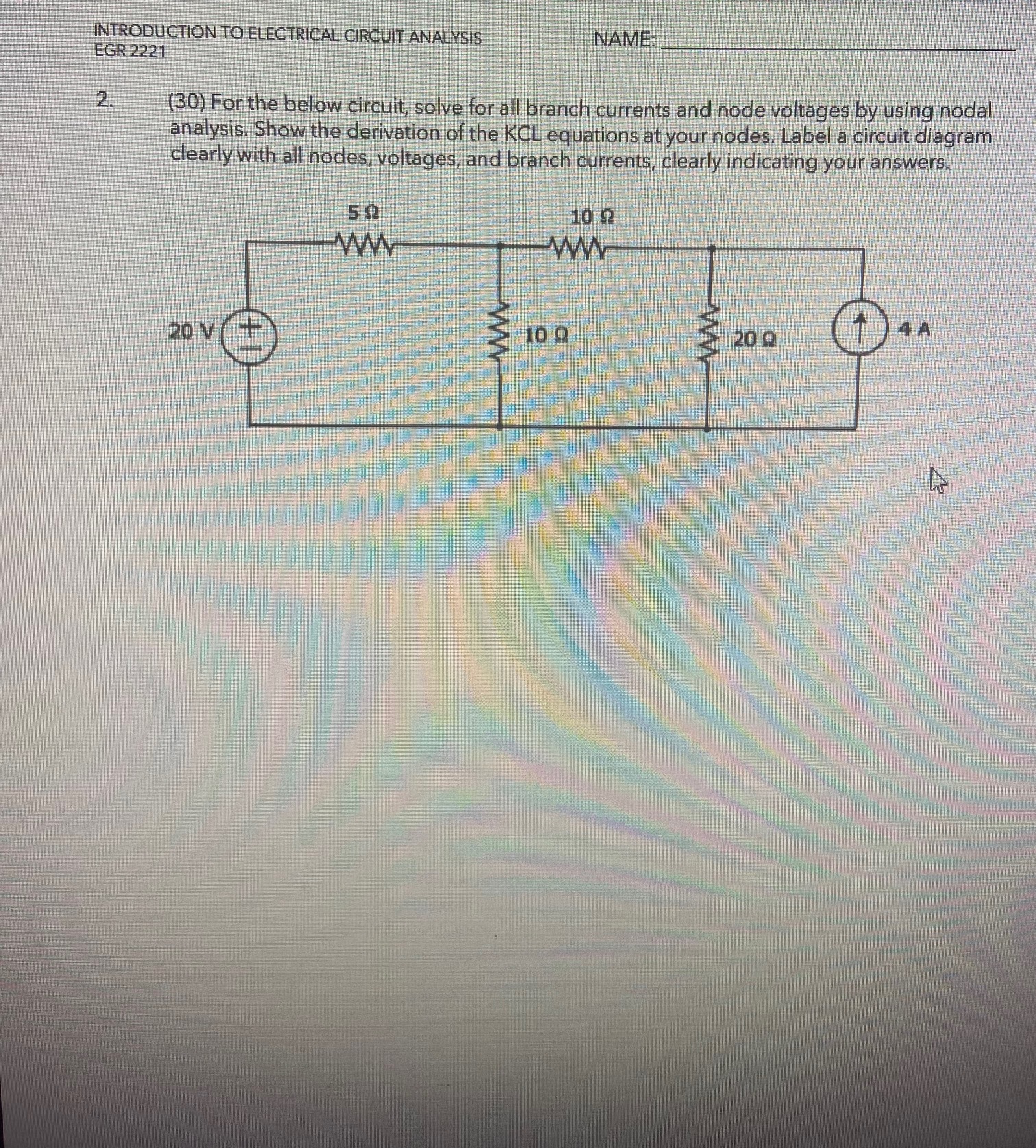 Solved 2. (30) ﻿For the below circuit, solve for all branch | Chegg.com