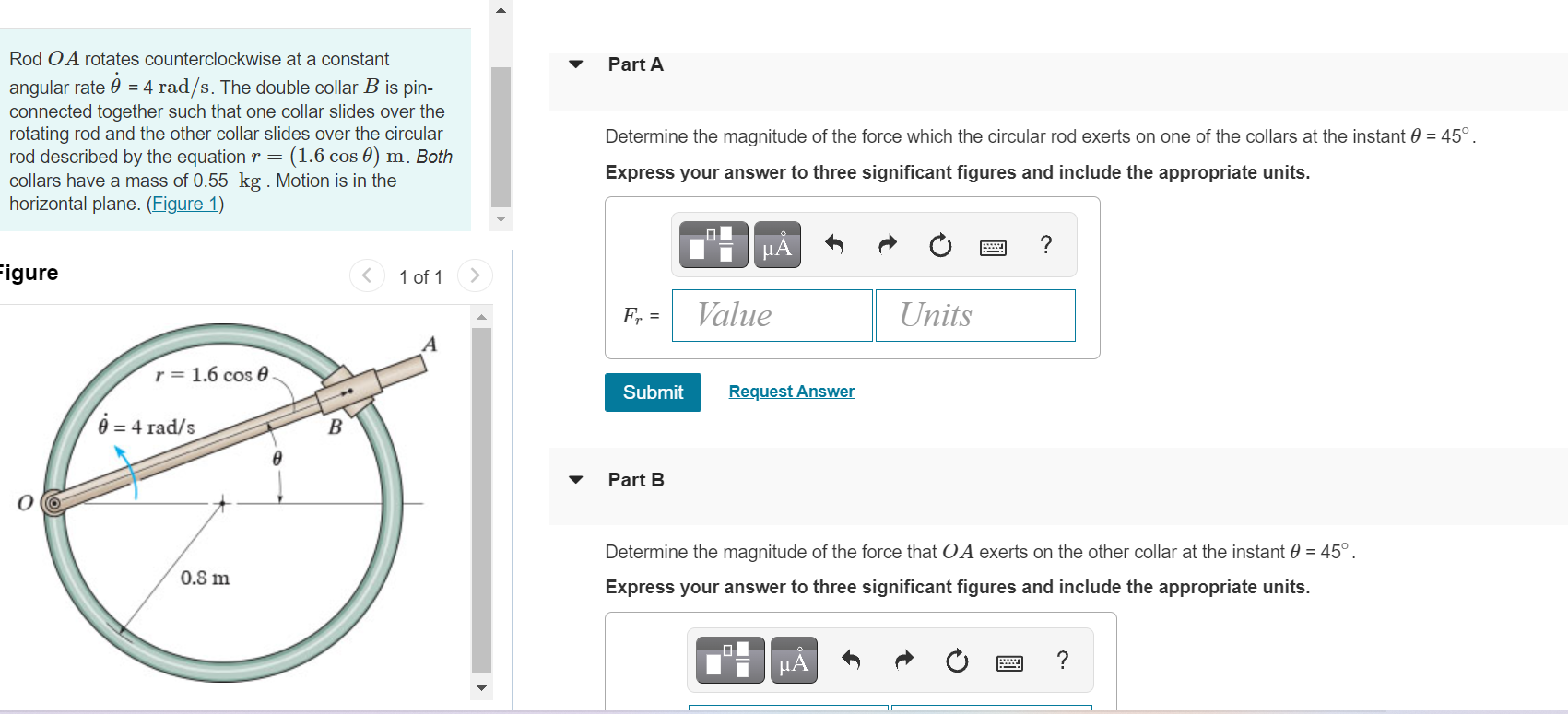 Solved Part A Rod O A rotates counterclockwise at a constant | Chegg.com