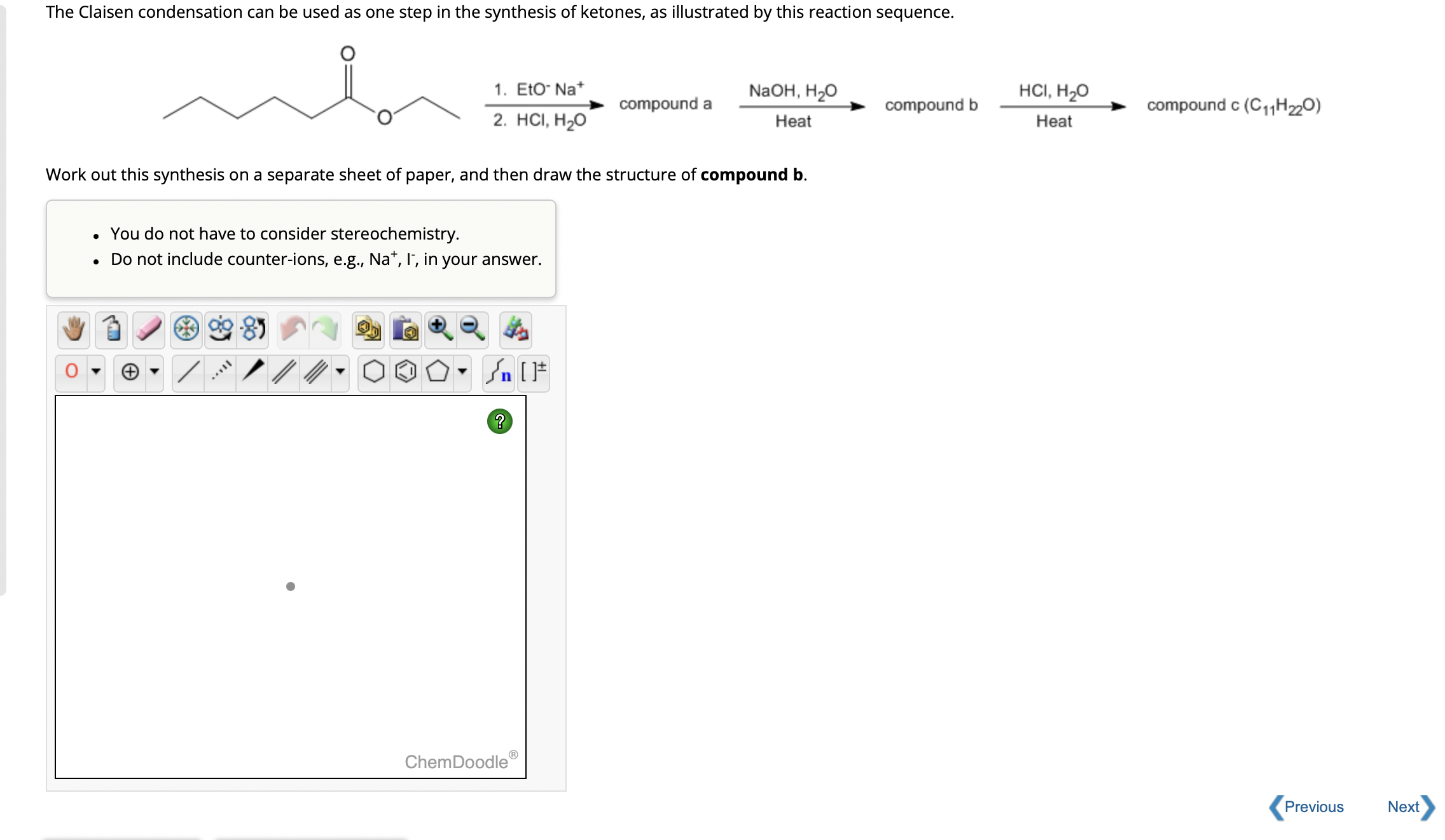 Solved 1. EtO- Na+ HCl,H2O compound a compound b compound | Chegg.com