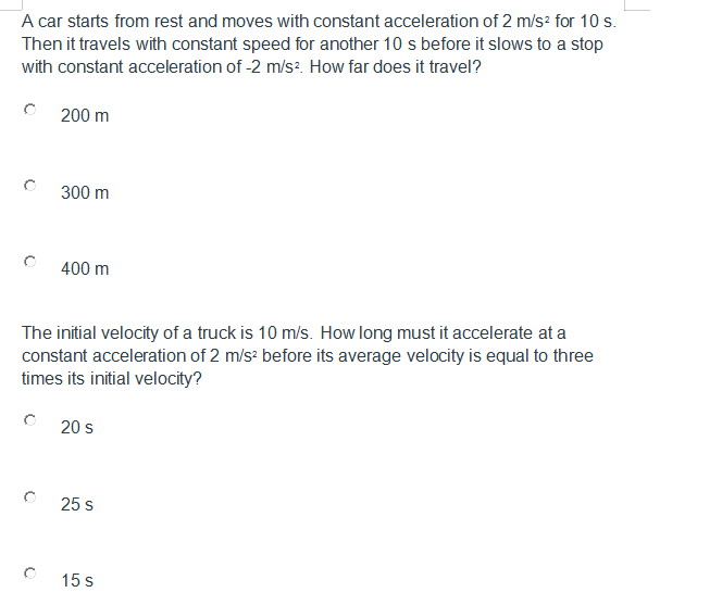 Solved A car starts from rest and moves with constant | Chegg.com