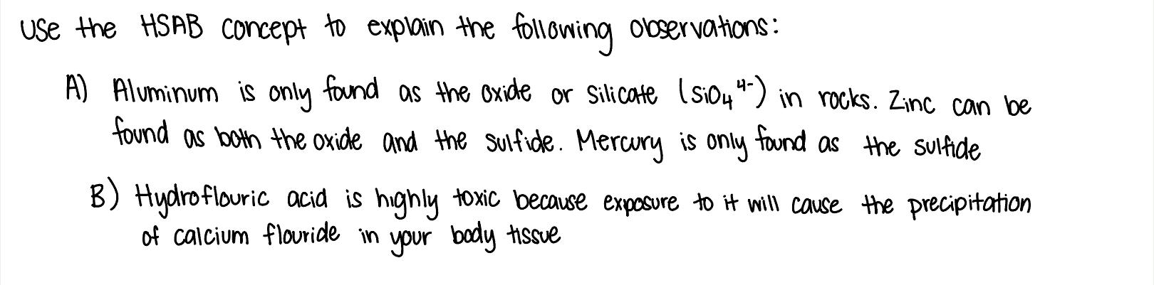 Solved USe the HSAB concept to explain the following | Chegg.com