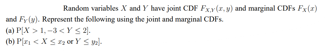 Solved Random variables X and Y have joint CDF Fx,y(x, y) | Chegg.com