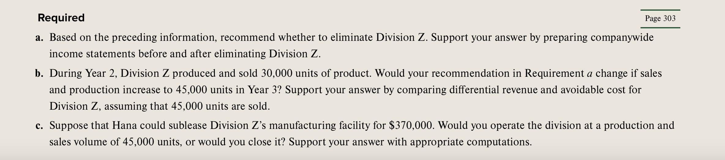 Solved Hana Company has three separate operating branches: | Chegg.com