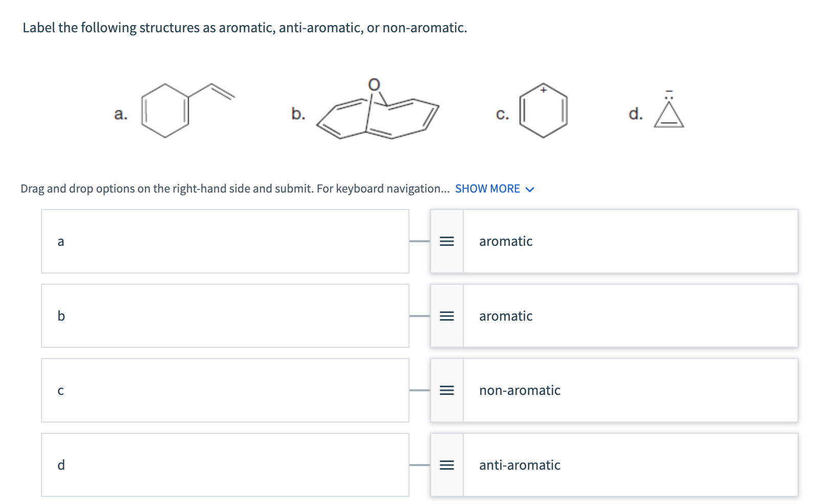 Solved Label the following structures as aromatic, | Chegg.com