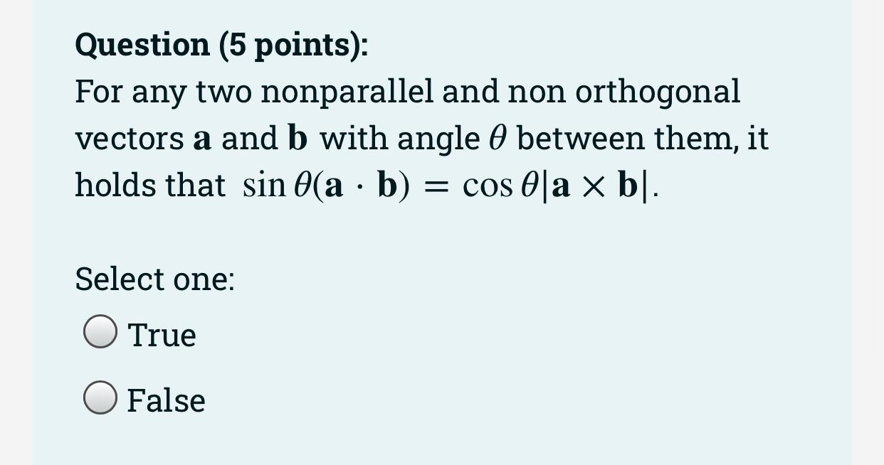 Solved Question (5 points): For any two nonparallel and non | Chegg.com