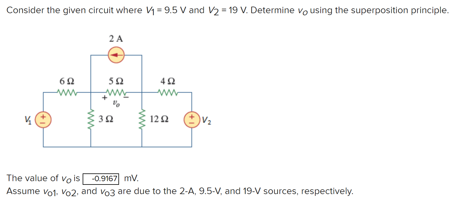 Solved Consider the given circuit where V1=9.5 V and V2=19 | Chegg.com