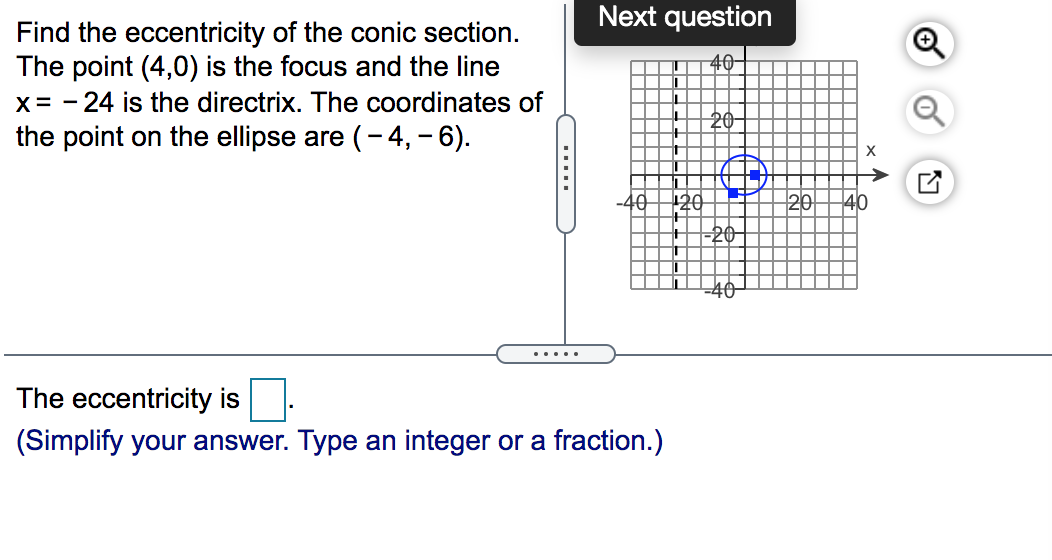 Solved Find the eccentricity of the conic section. The point | Chegg.com