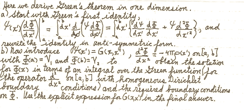 Solved Derive Green's theorem in one dimension. a.) Start | Chegg.com