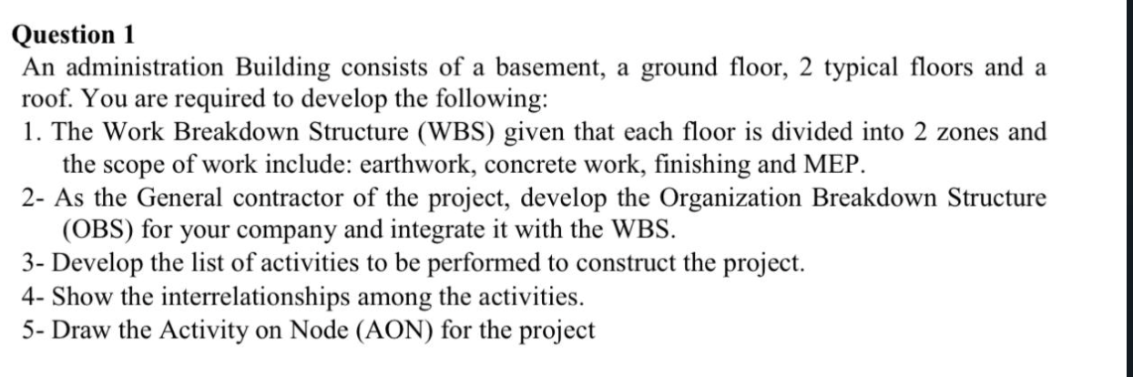 Solved Question 1 An administration Building consists of a | Chegg.com